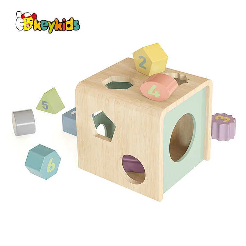Customize Kids Shape Matching Game Colorful Wooden Shape Sorter Box W12D419