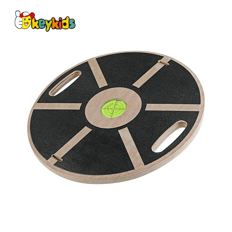 Professional core strength wooden balancing board with rocker W01F081