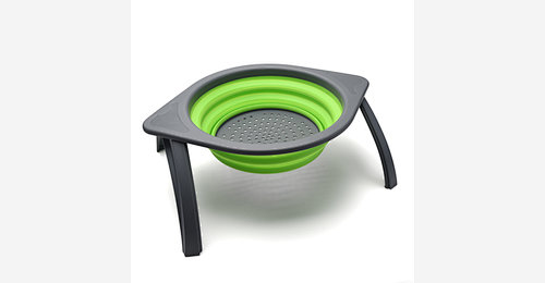 Kitchen Foldable Silicone Strainer Basket With Folding Stand
