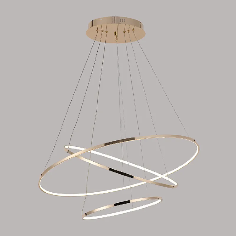 Modern luxury golden 3 rings LED chandelier pendant light | huipu light