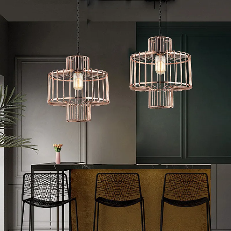 rustic iron rose gold pendant light | huipu light