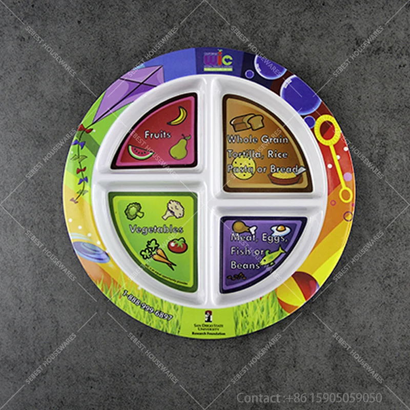 SEBEST Round White 4 Section Melamine Divided Plate