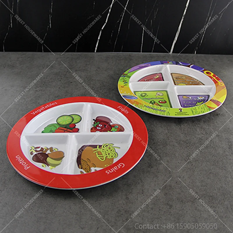 SEBEST Round White 4 Section Melamine Divided Plate