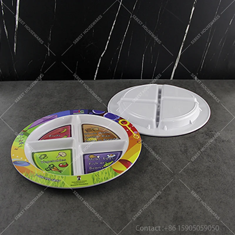 SEBEST Round White 4 Section Melamine Divided Plate