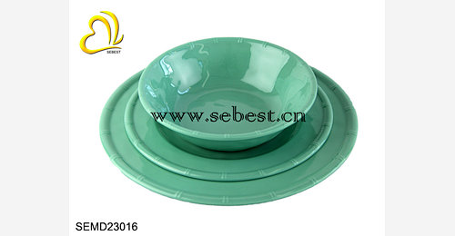 SEBEST Factory Round Green melamine plates and bowls set