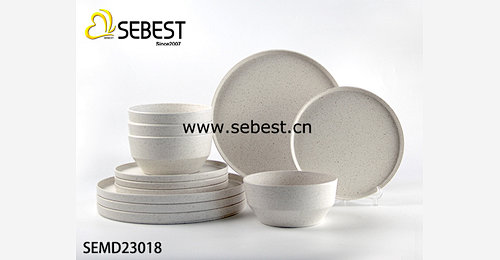 SEBEST Factory Round Bamboo plates and bowls set