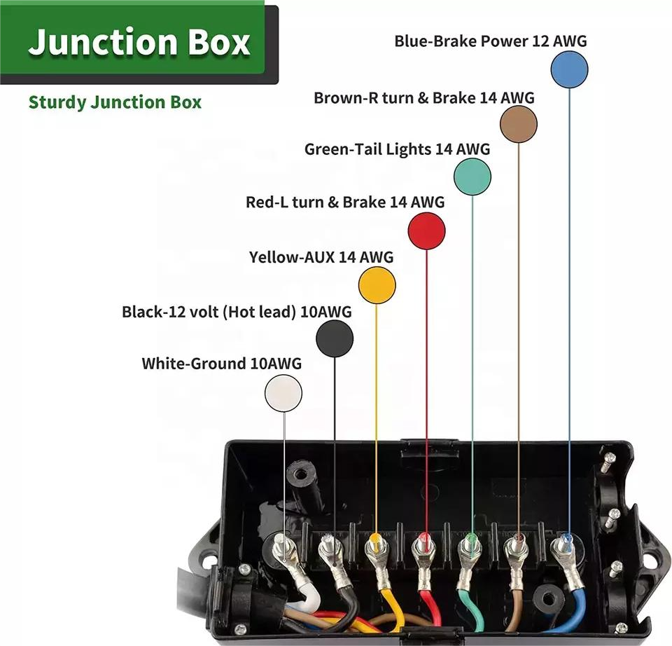 TC401K 7 way trailer cable with junction box , 7 pin trailer cable , 7 ...