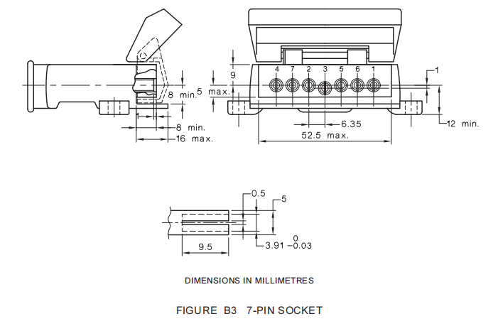 TS04E 7pin Falt 12v Nylon Trailer Socket , 7 pin flat trailer socket ...