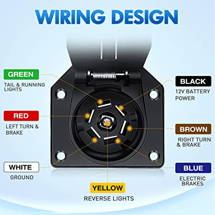 Autone 7 Way RV Trailer Light Connector Socket , 7 way trailer socket ...