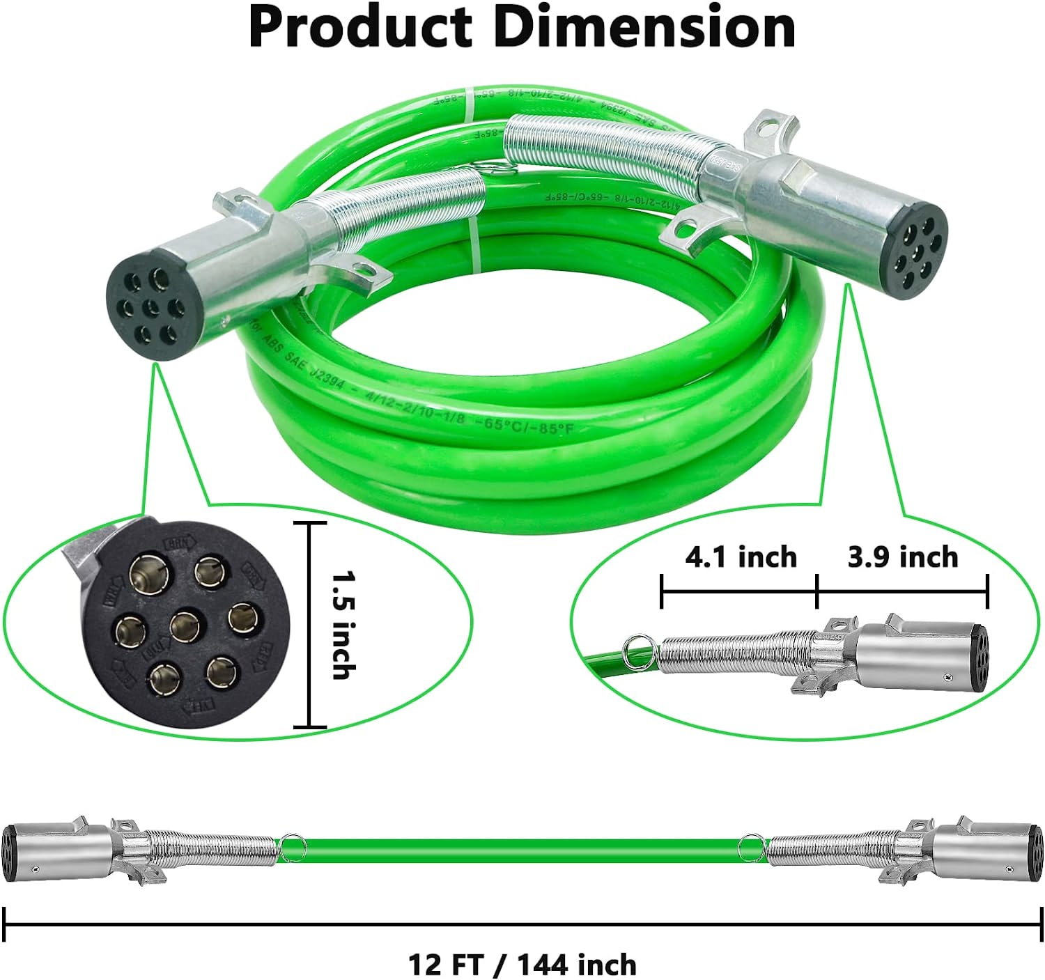7 Way ABS Straight Trailer Cable Manufacturer-Autone