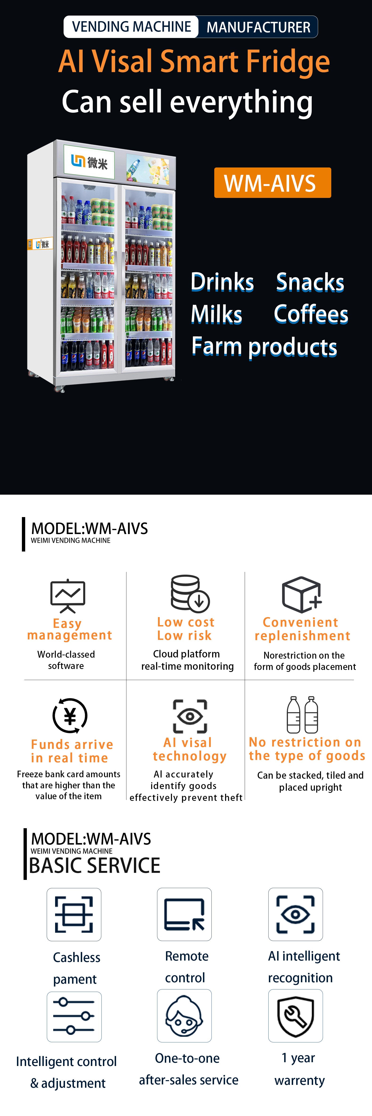 WEIMI AI Visual Vending Machine with Smart Operating System