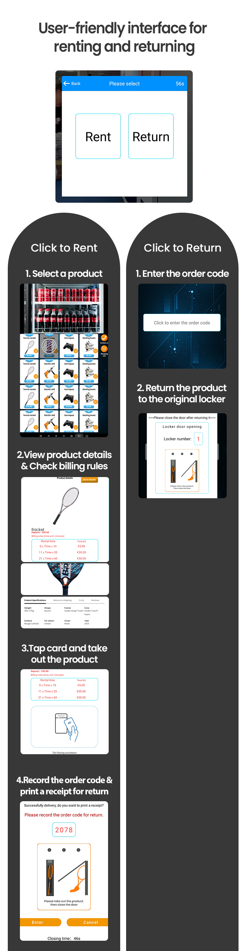 Locker Vending Machine for Padel Rackets Tennis Balls Rental