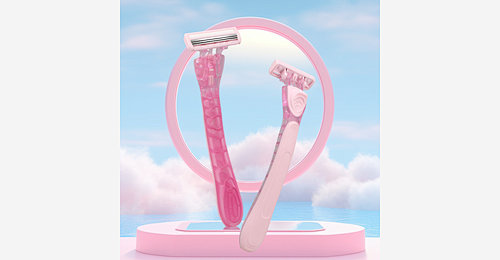 New super beautiful cherry pink triple blade Women's system razor with ...