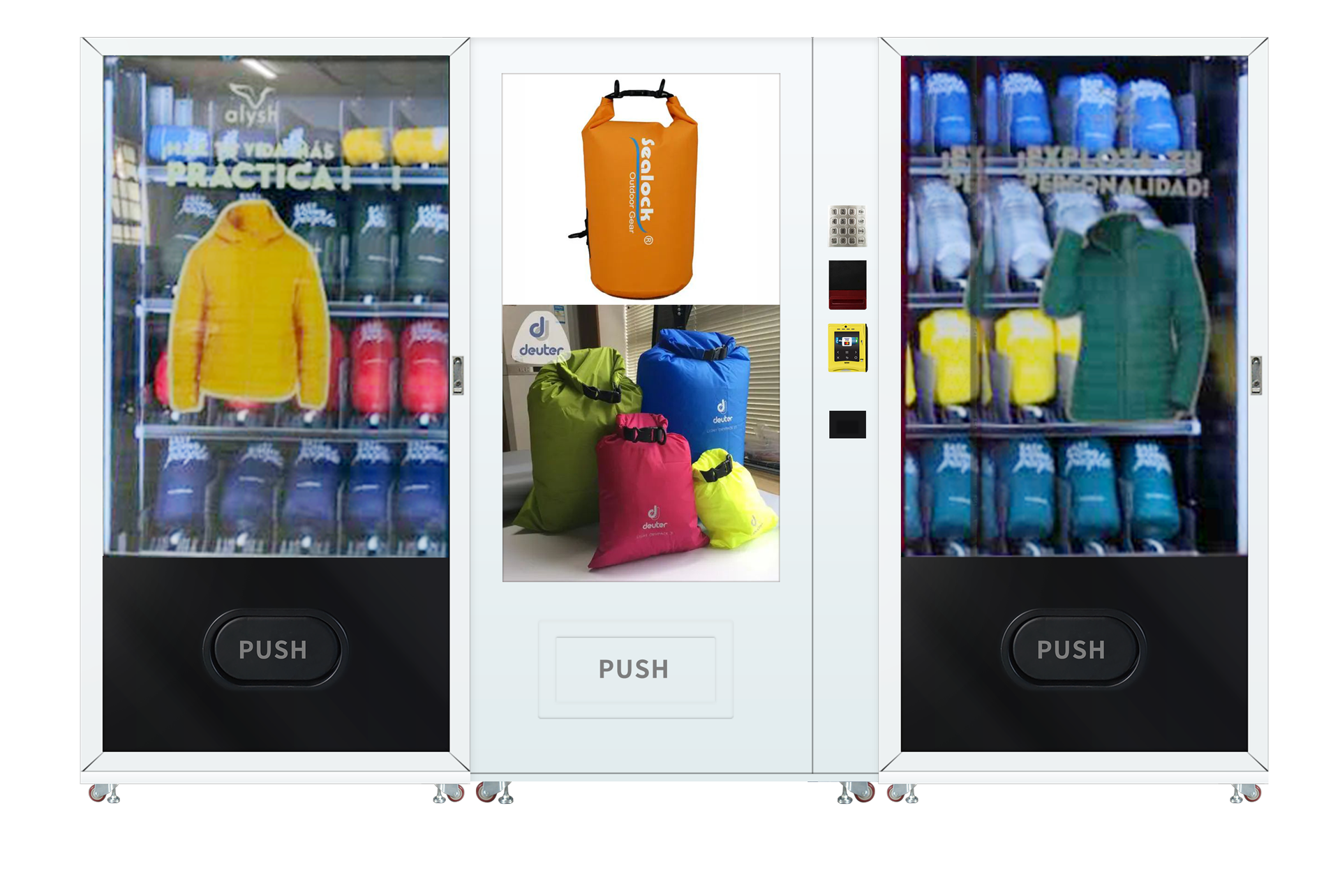 clothing vending machine with card reader and touch screen