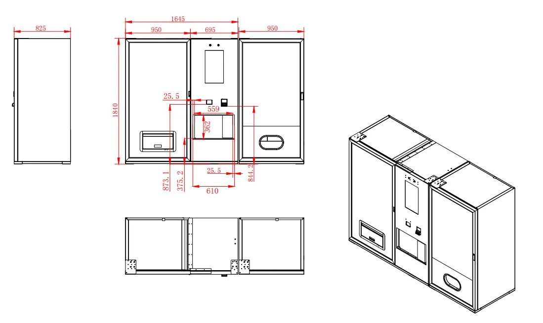Meals and snacks vending machine with microwave elevator