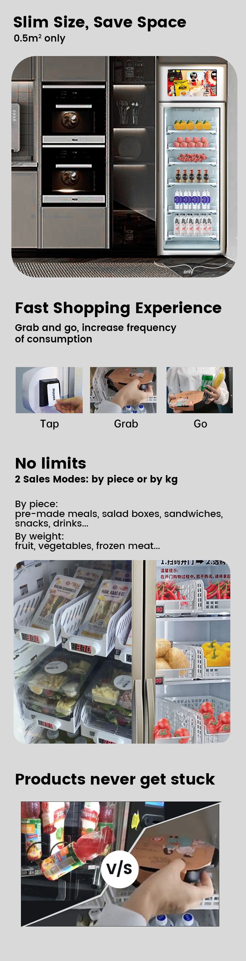 Office Smart Fridge Vending Machine for Food Snacks Drinks