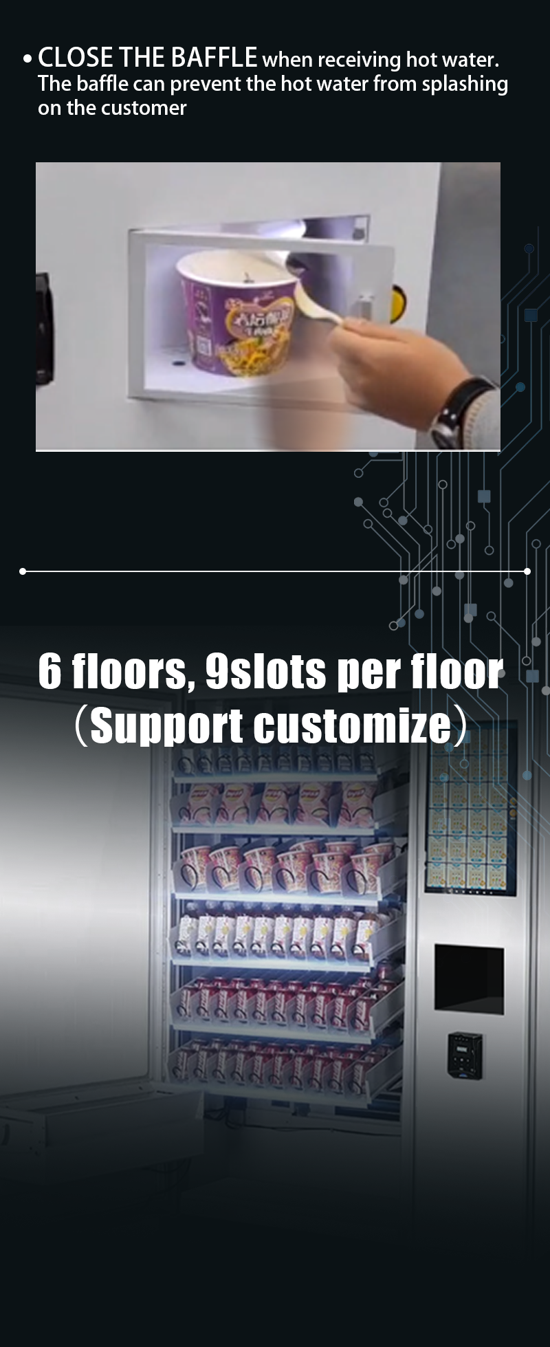 Cup Noodle Vending Machine with Built-in Water Dispenser