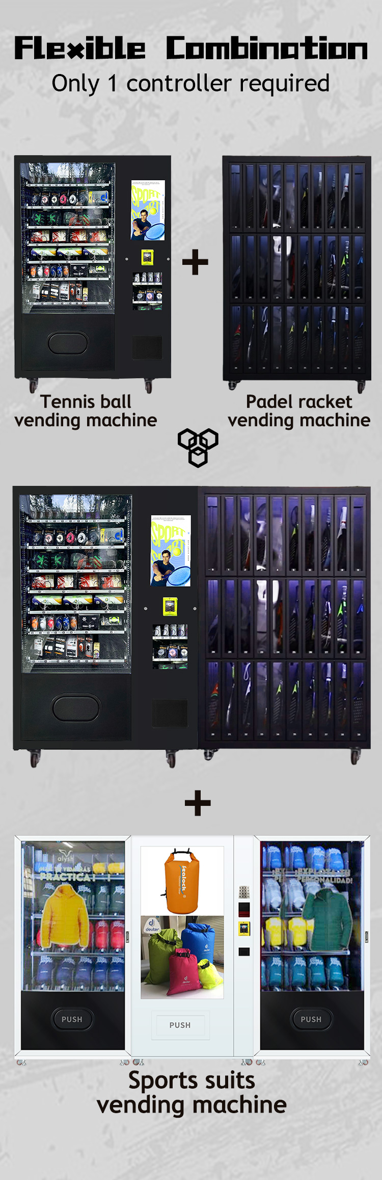 Combo Sport Vending Machine for Padel Rackets Tennis Balls
