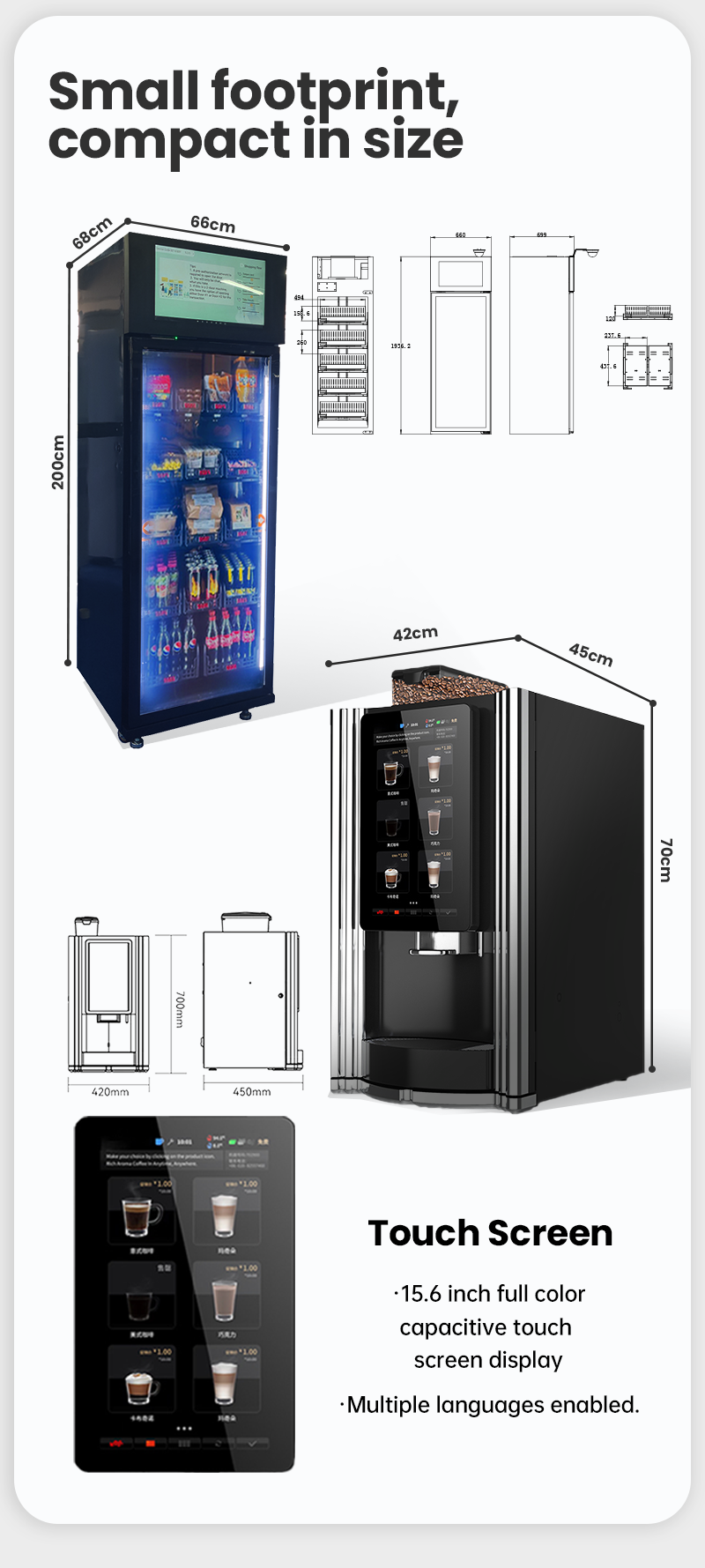 Office Vending Machine for Snack Drink Sandwich Coffee Tea