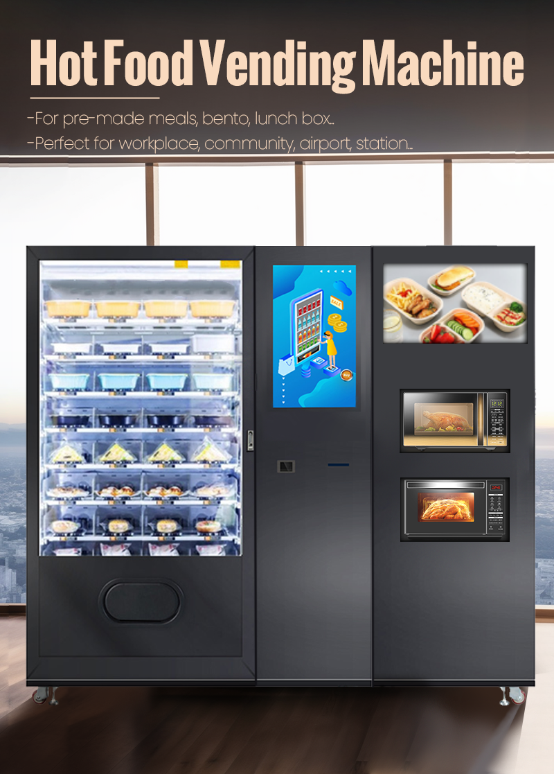 Hot Food Vending Machine with Elevator Built-in Microwave