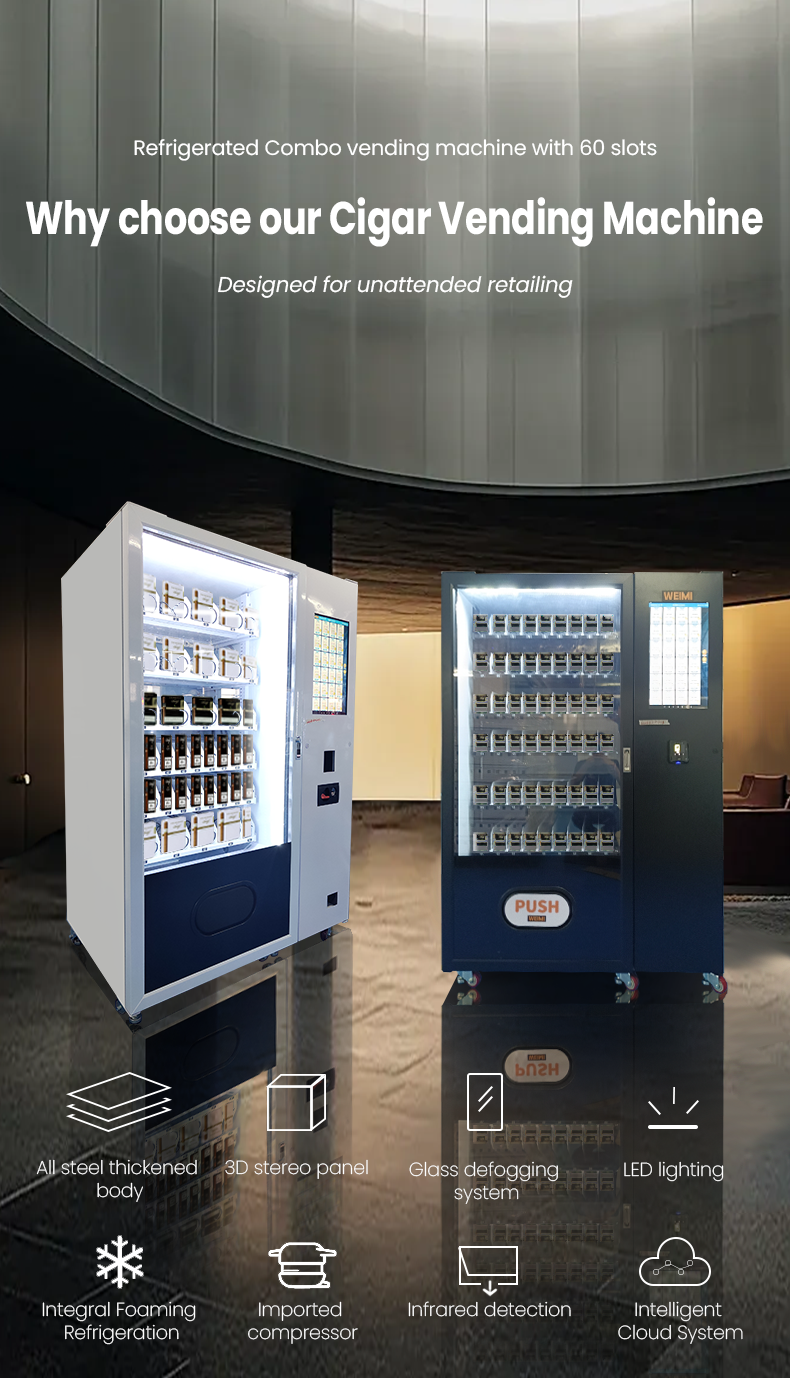 Cigar Vending Machine with Refrigerator and Dehumidifier