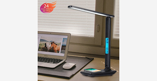 10W wireless charging LED business working desk lamp with alarm clock ...