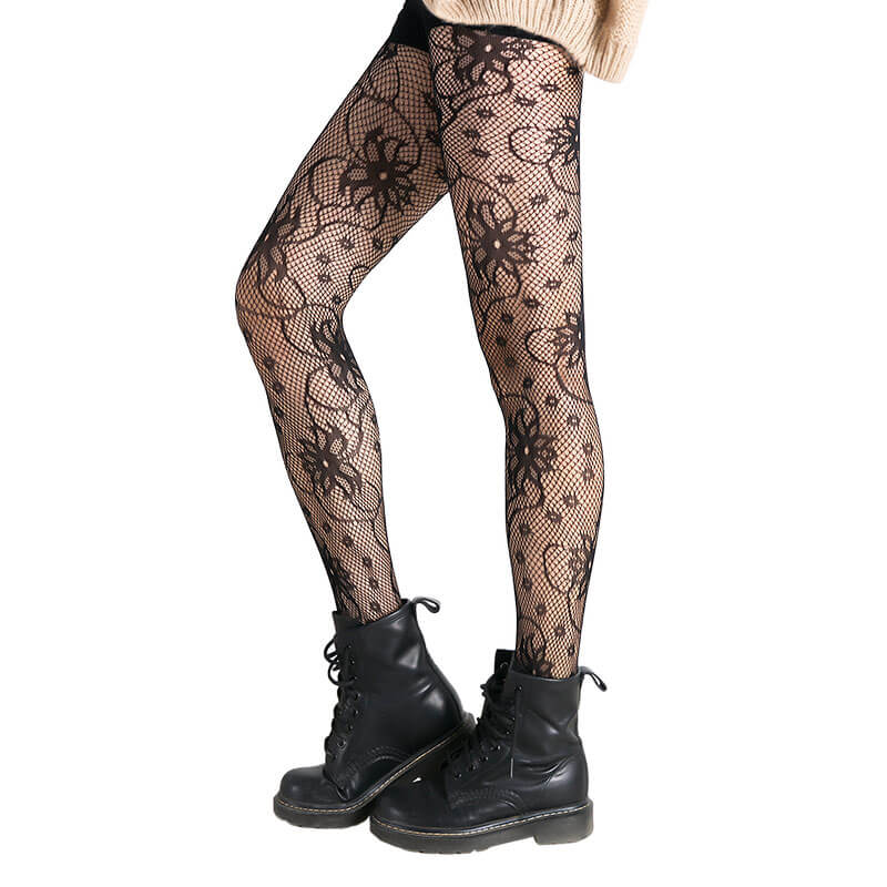 Small Mesh Flower Fishnet Tights Pantyhose丨Rongrong