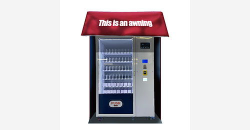 outdoor vending machine with awning for snack and drink