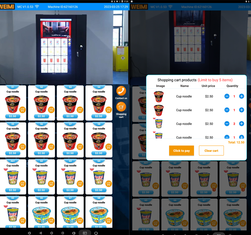 Weimi Smart Cupnoodle Vending Machines With Hot Water For Kazakhstan