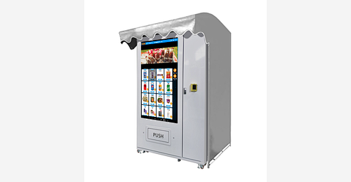 outdoor vending machine with awning for snack and drink