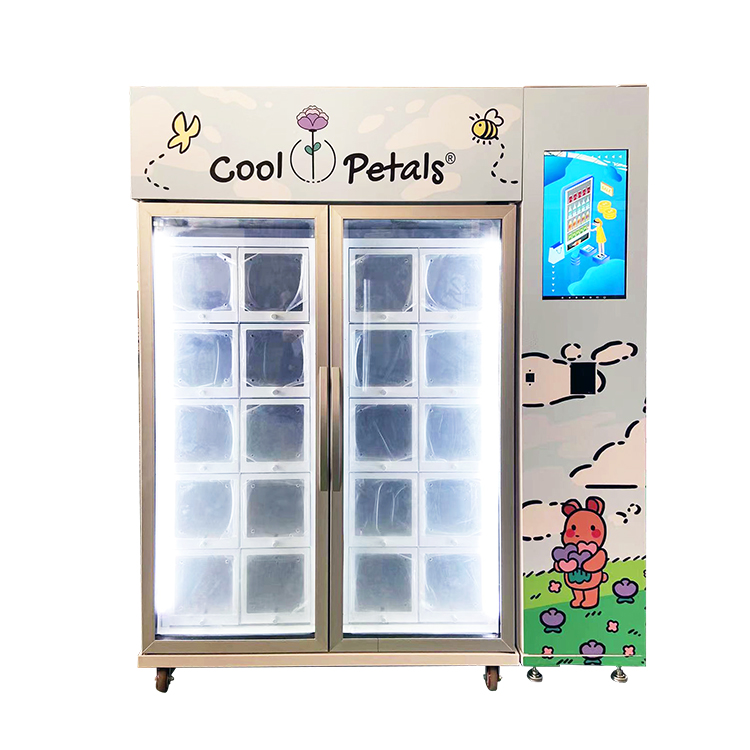 Flower vending machine with lockers in Singapore. Weimi smart vending.