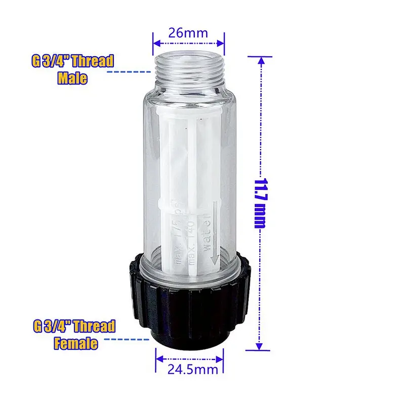 Inlet water filter G3/4 inlet and outlet high pressure washer water ...