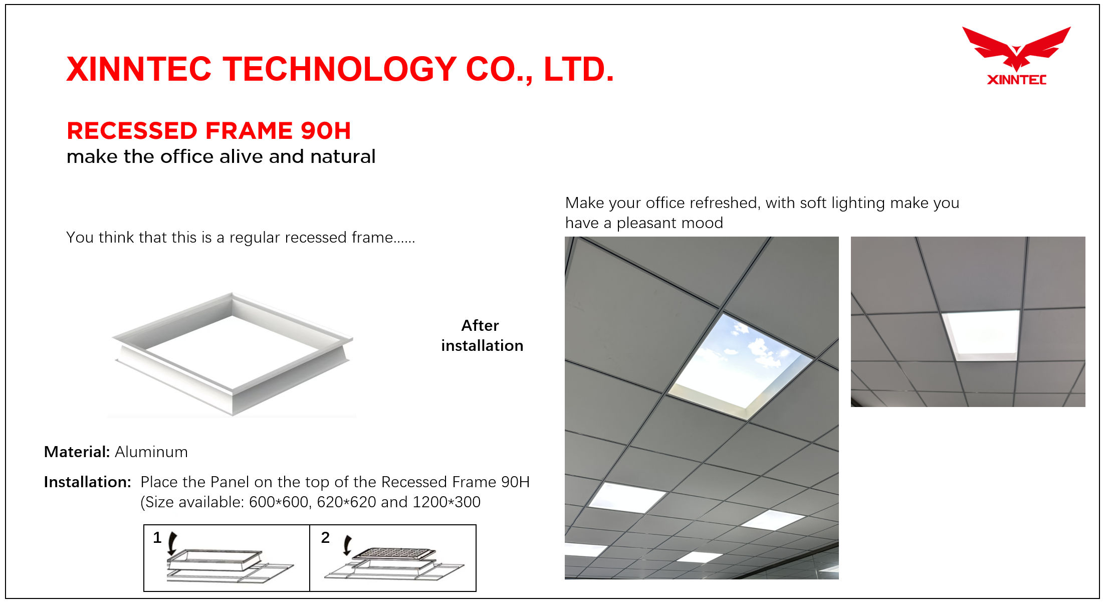 Recessed panel light install fittingsRecessed aluminium framePanel light install accessory ...