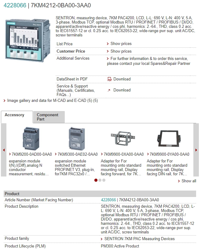 7KM4212-0BA00-3AA0 power measuring power monitoring device China Supplier