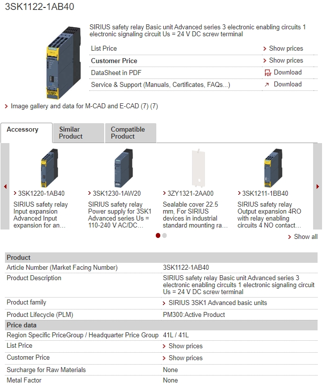 3SK1122-1AB40 relay 24v safety relay China Supplier