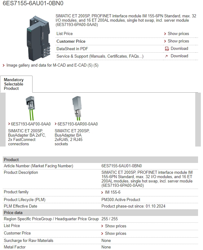 6ES7155-6AU01-0BN0 interface module siemens product China Supplier
