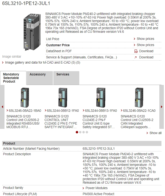 6SL3210-1PE12-3UL1 frequency inverter Siemens Inverter China Supplier