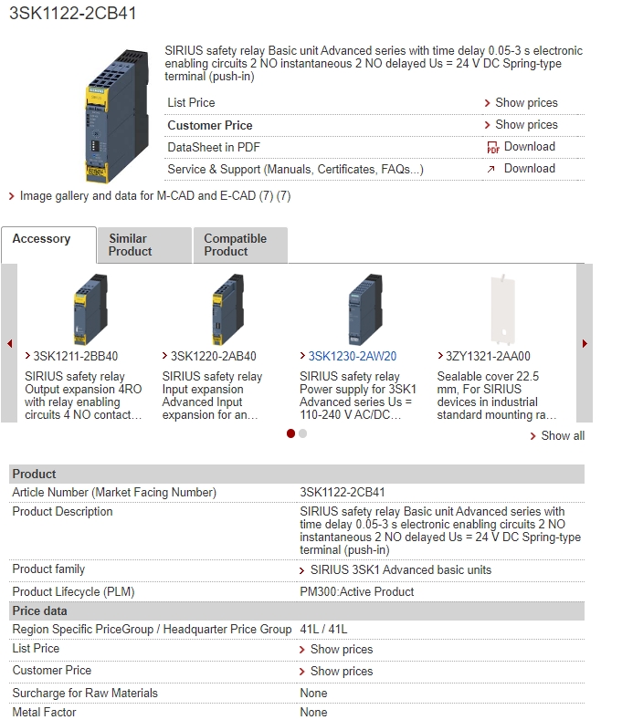 3SK1122-2CB41 safety relays protection relay China Supplier