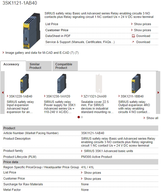 3SK1121-1AB40 siemens safety relay protection relay China Supplier