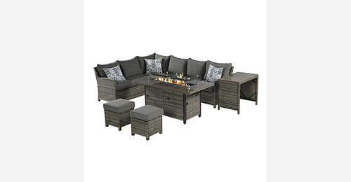 rectangular fire pit dining table
