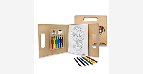 Kraft Paper Cover Coloring Book Set with Color Pencil