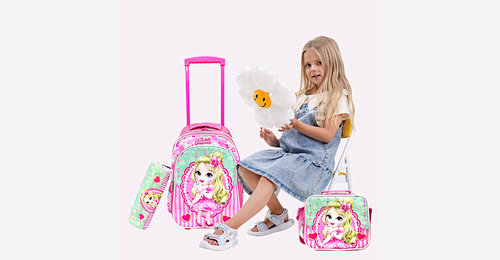 Wholesale Pull Rod School Backpack Bags Set for Children to kjin