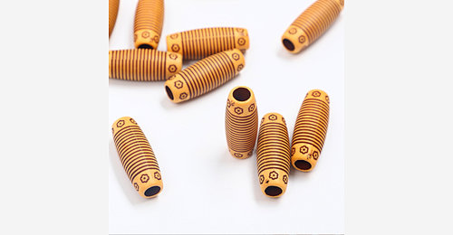 Natural Painted Round Loose Wooden Beads ，-DH TEXTILE