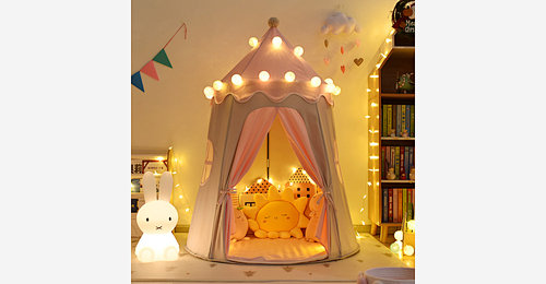 pink princess castle tent with lights|leemoland.com