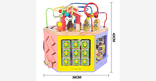 multi function 6 sides wooden activity box|leemoland.com
